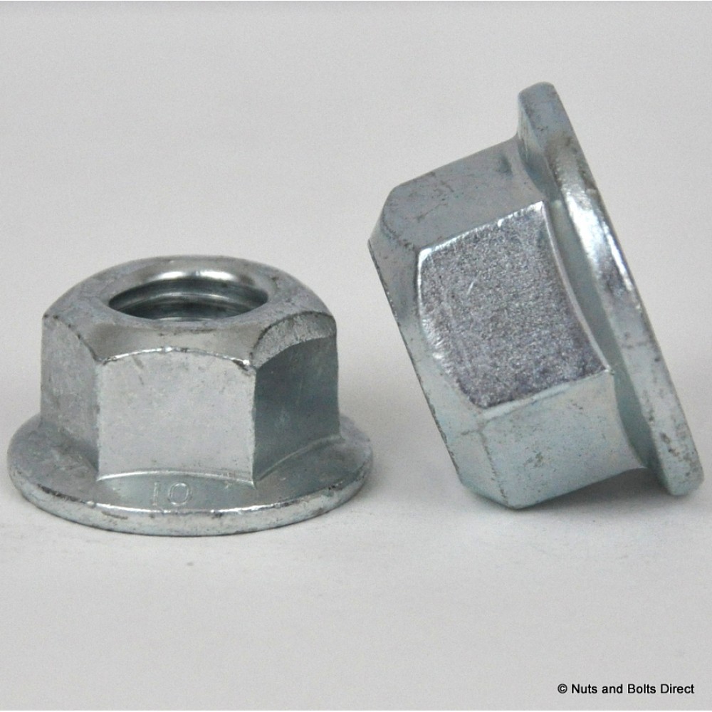 M6 x 1.0mm Coneloc Flange Self-Locking Hex Nut, Metric, Grade 10 Steel, Zinc Plate