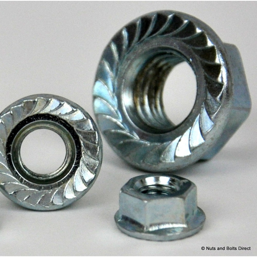 M6 x 1.0mm Flange Serrated Self-Locking Hex Nut, Metric, Grade 8 Steel ...